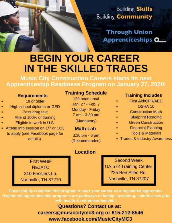 Next Apprenticeship Readiness Program Starts January 27 | Central Labor ...